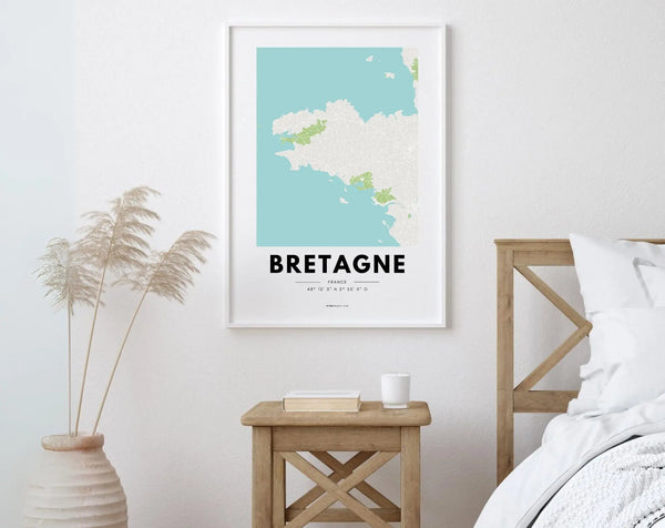 Affiche carte Bretagne - Région de France - FLTM