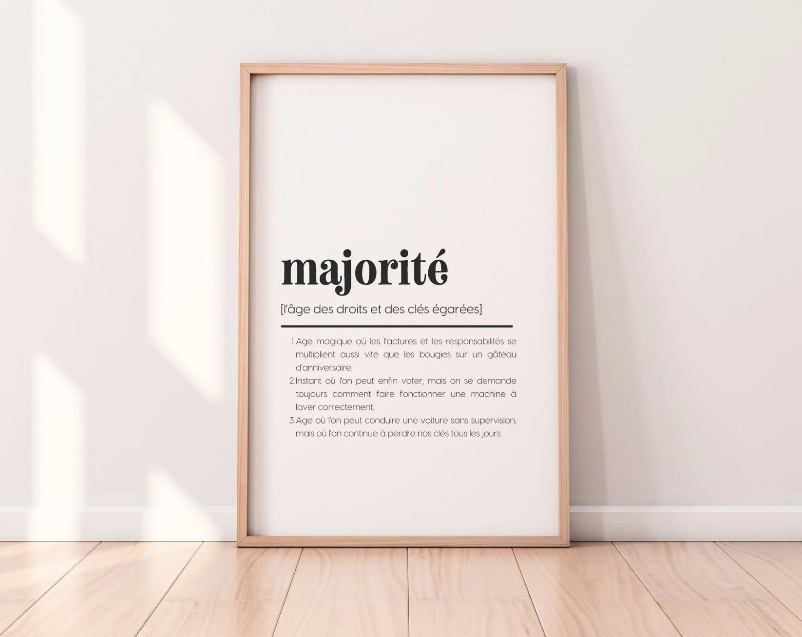 Affiche définition majorité - Affiche définition humour 18 ans - FLTM