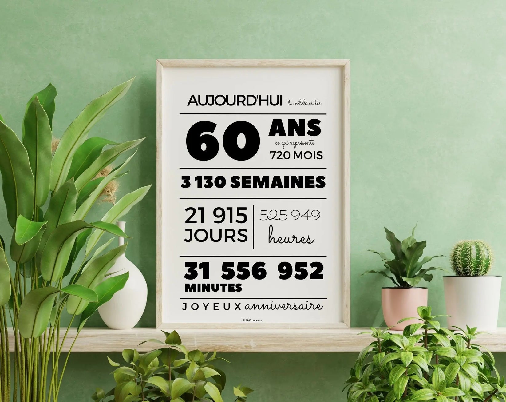 Affiche 60 ans, 720 mois, 3130 semaines - Anniversaire 60 ans - FLTM