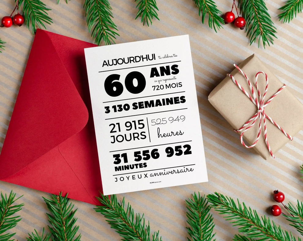 Affiche 60 ans, 720 mois, 3130 semaines - Anniversaire 60 ans - FLTM