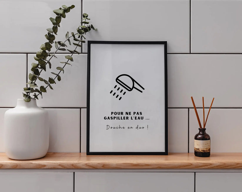 Affiche Douche en duo - Affiche humour salle de bain - FLTM