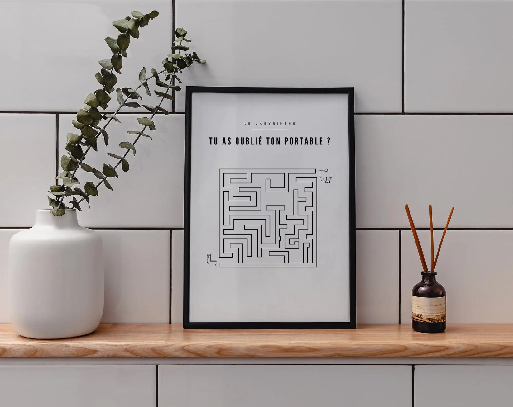 Affiche Tu as oublié ton portable - Le labyrinthe - Poster humour WC ...