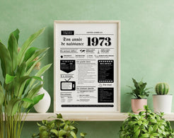 Affiche 1973 année de naissance - Cadeau anniversaire 51 ans - – FLTMfrance