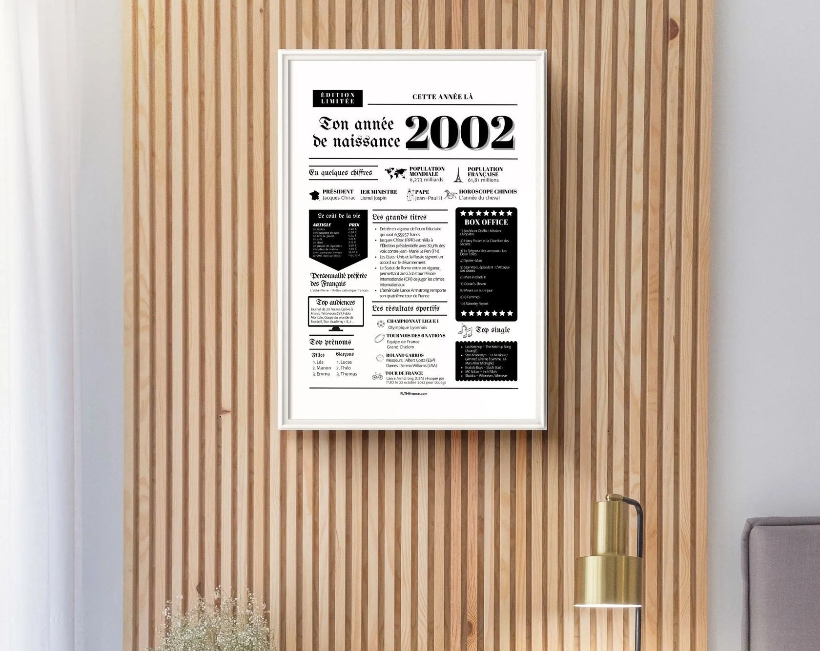 Affiche année de naissance 2002 - Cadeau anniversaire 22 ans - – FLTMfrance