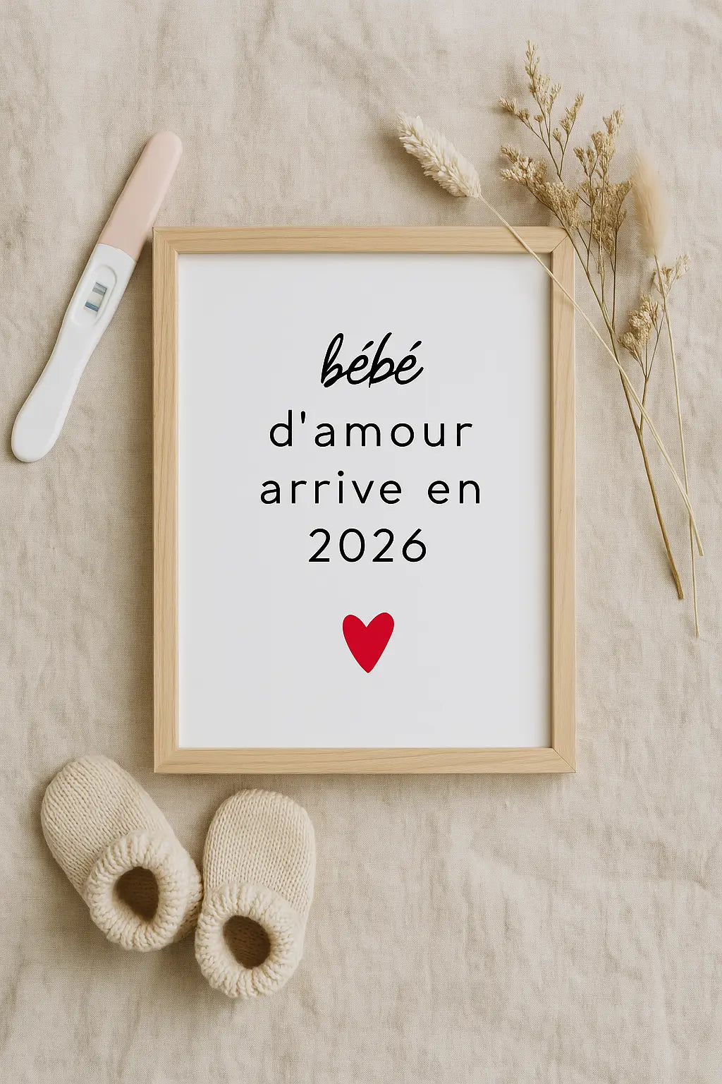 Affiche Bébé d'amour arrive en 2026 - Annonce grossesse - FLTM