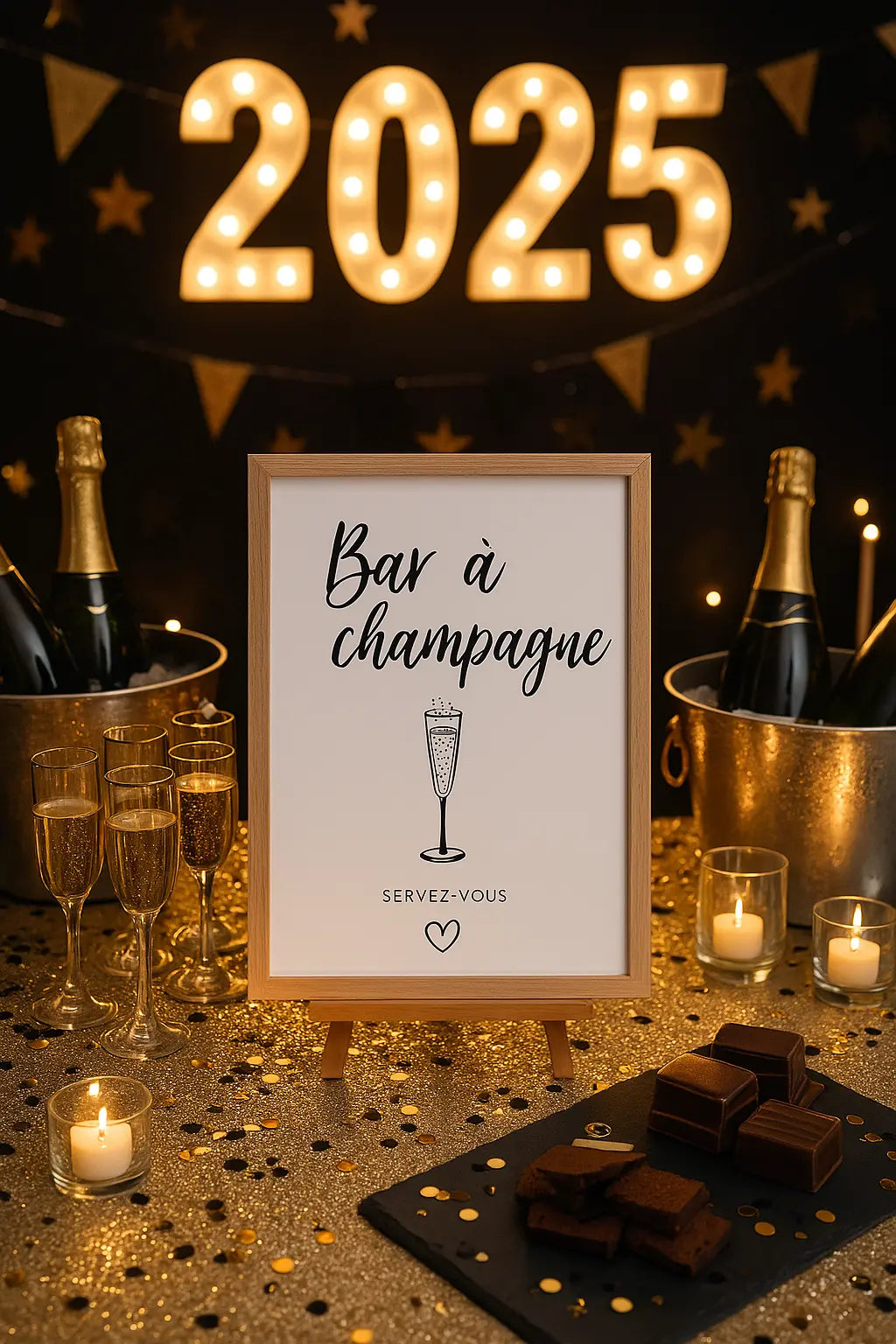 Affiche Bar à champagne - Affiche décoration événement - FLTM