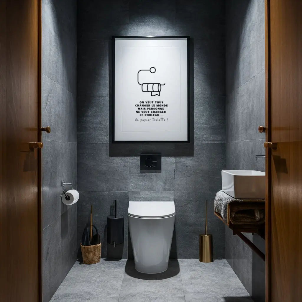 Affiche Changer le rouleau - Poster humour WC - FLTM