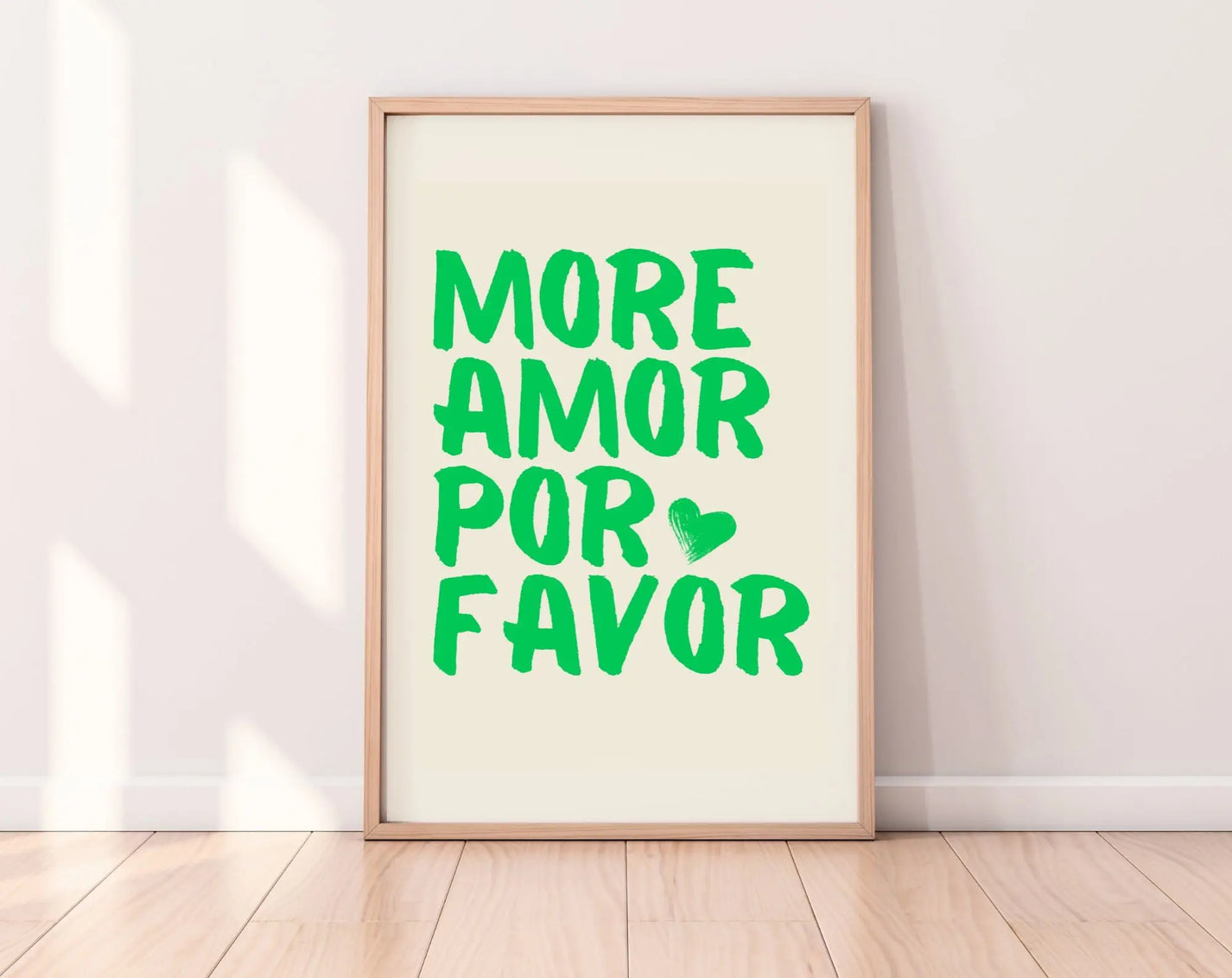 Affiche More Amor Por Favor vert - Affiche de citation d'amour - FLTM
