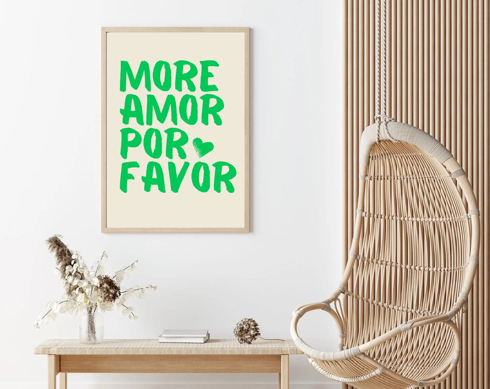 Affiche More Amor Por Favor vert - Affiche de citation d'amour - FLTM