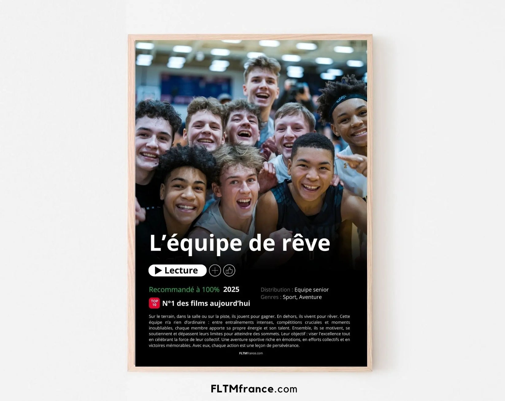 Affiche Netflix équipe de basket personnalisée - FLTM