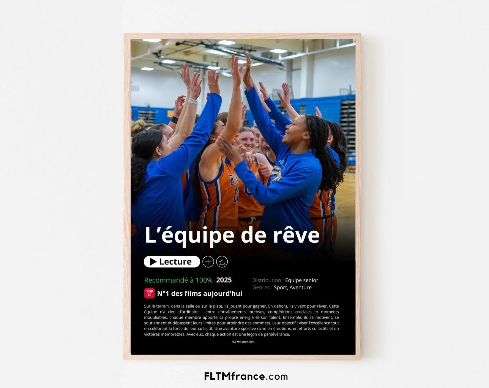 Affiche Netflix équipe de basket personnalisée - FLTM