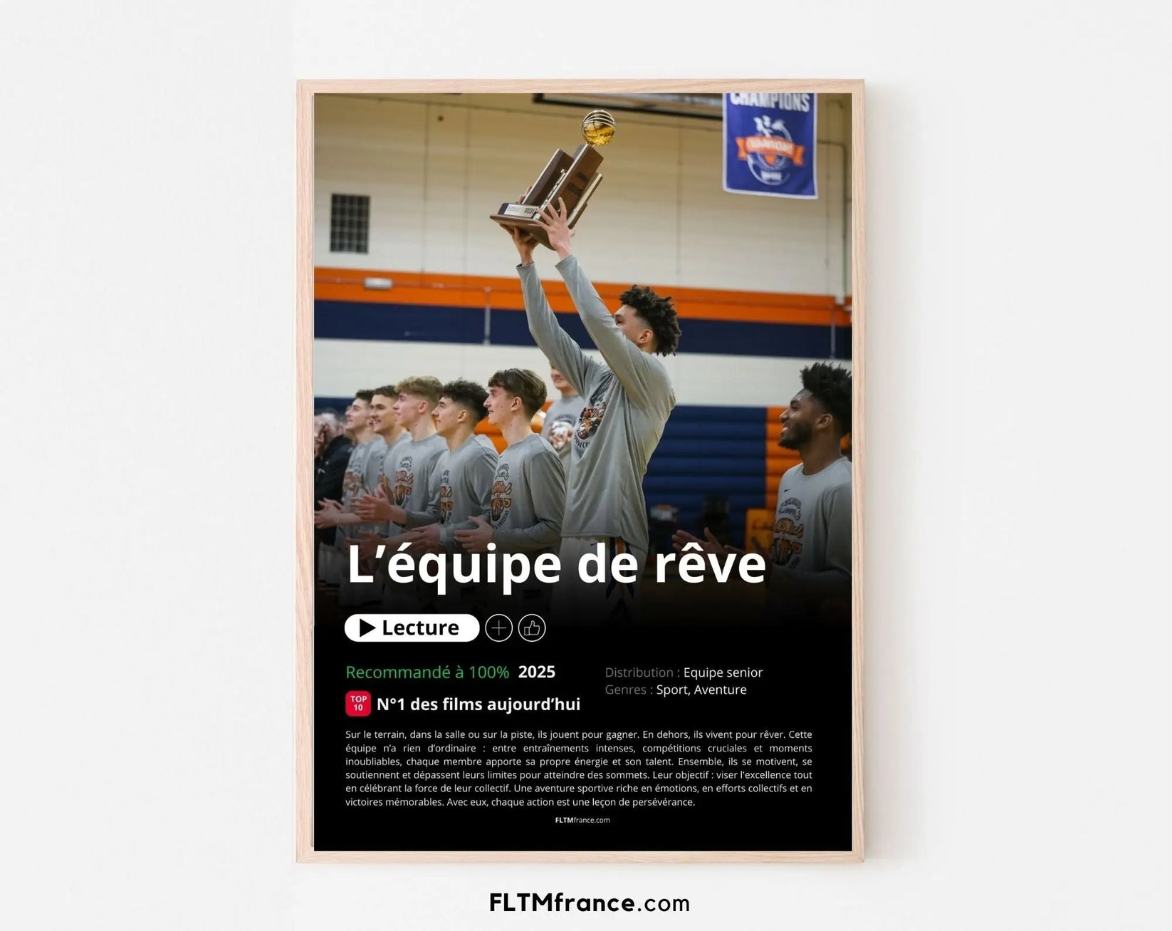 Affiche Netflix équipe de basket personnalisée - FLTM