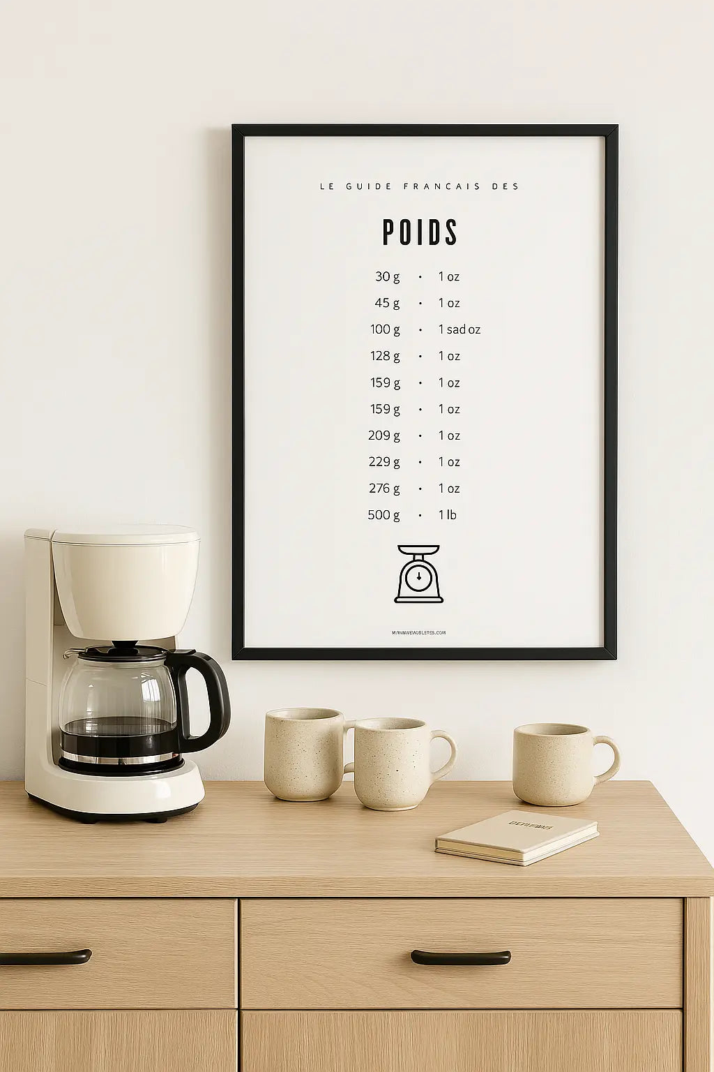Affiche Poids - Guide des différents poids en cuisine - FLTM