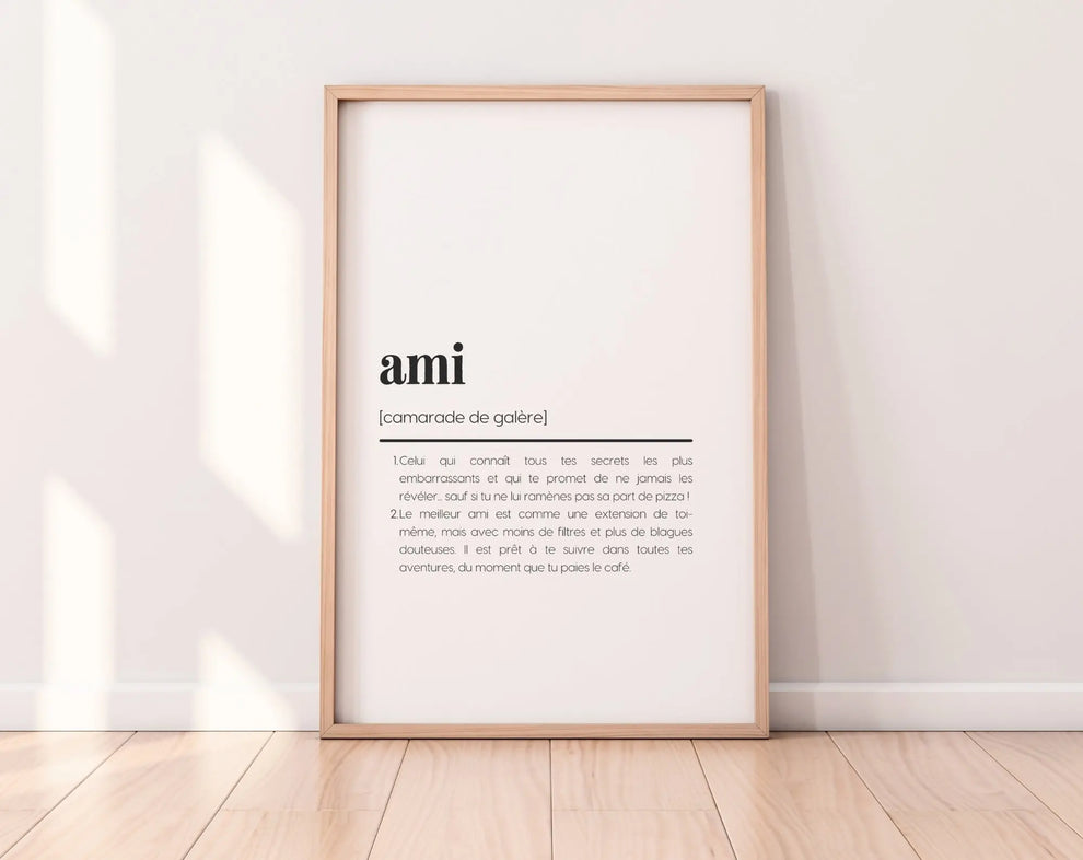 Affiche définition Ami - Affiche définition humour - FLTM
