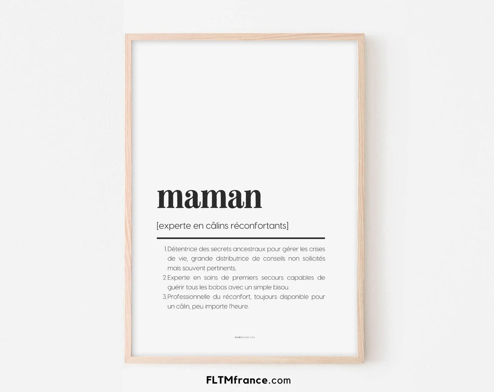 Affiche définition maman - Affiche définition humour famille - FLTM