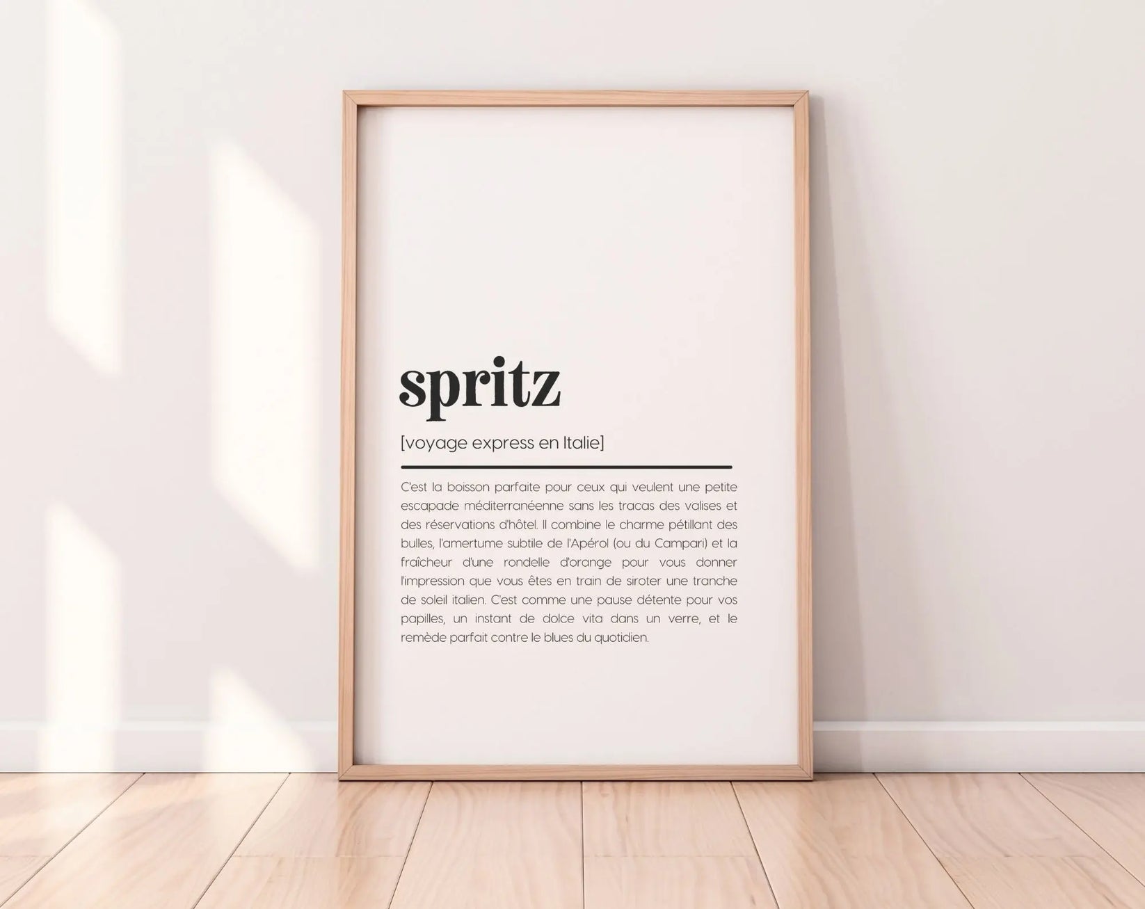 Affiche définition spritz - Affiche définition humour cocktail - FLTM