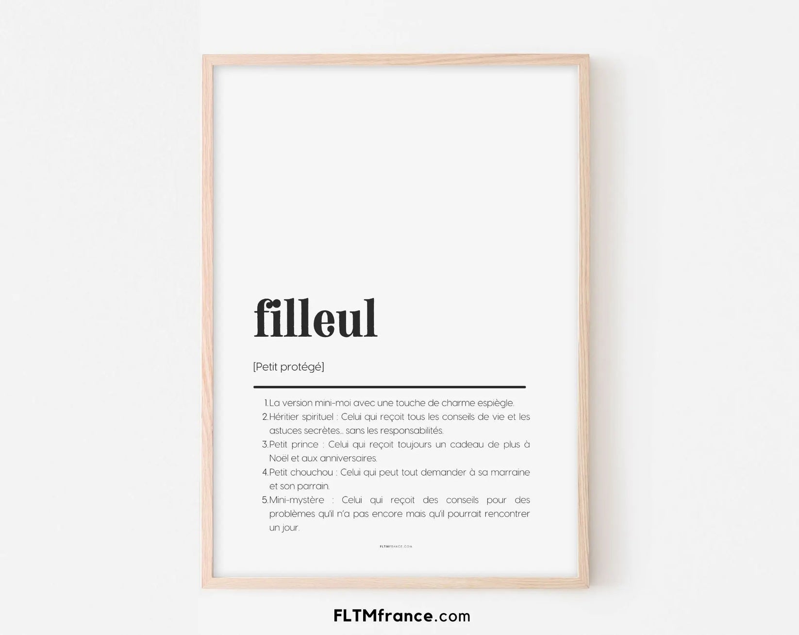 Affiche définition filleul - Affiche définition humour famille - FLTM