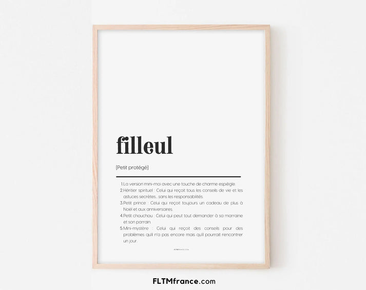 Affiche définition filleul - Affiche définition humour famille - FLTM