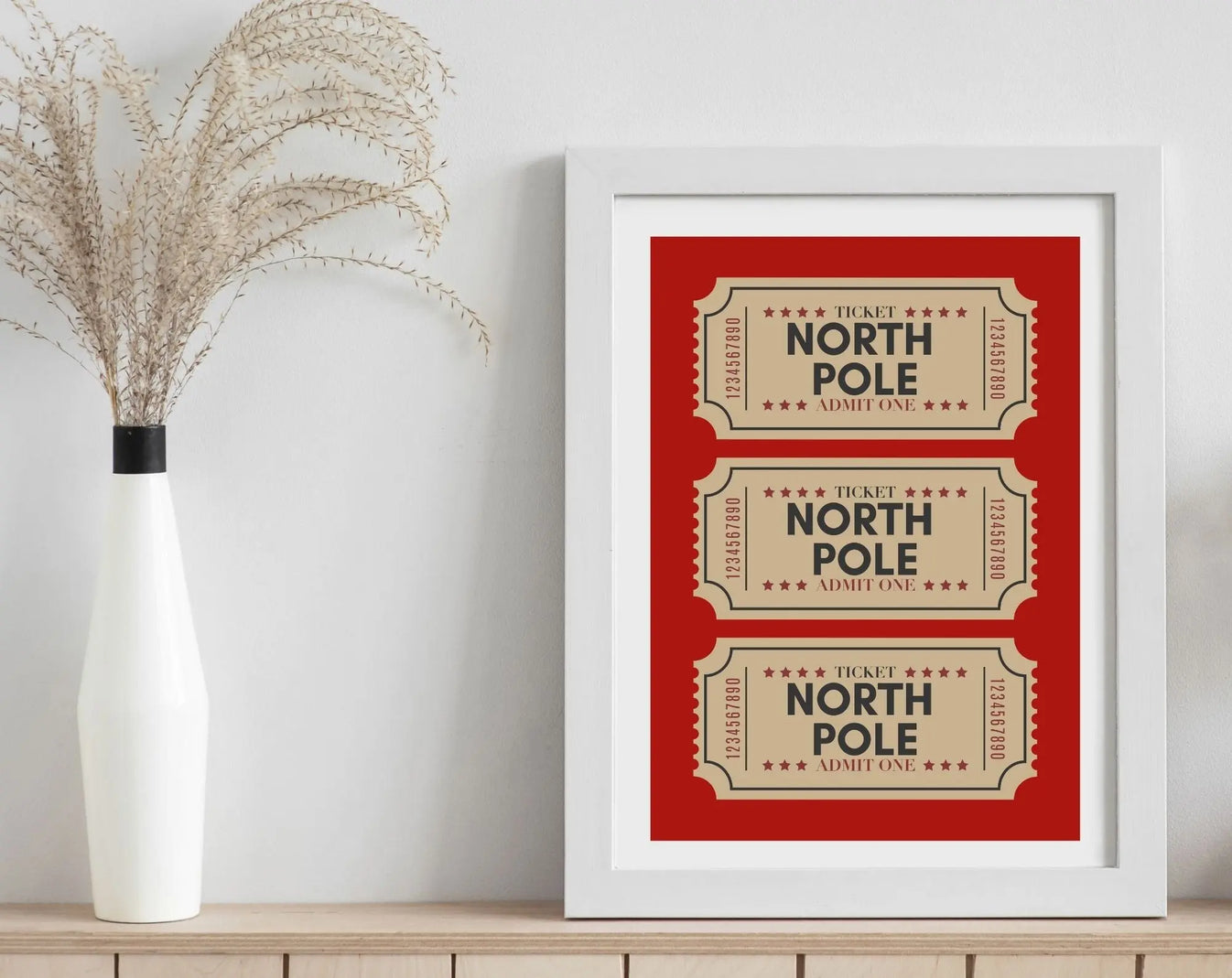 Billets du pôle Nord rouge affiche - Décoration de noël - FLTM
