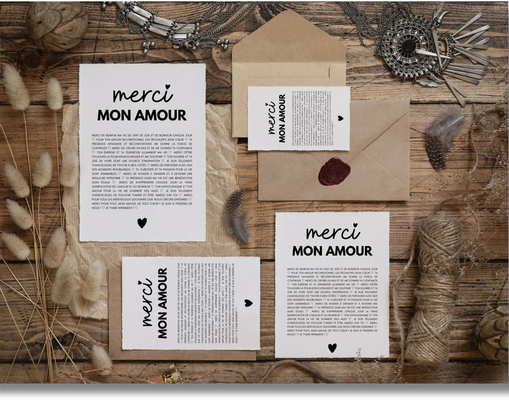 Carte Merci Mon amour - Carte d'amour Saint-Valentin - FLTM
