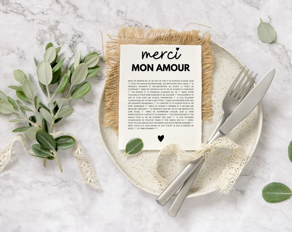 Carte Merci Mon amour - Carte d'amour Saint-Valentin - FLTM