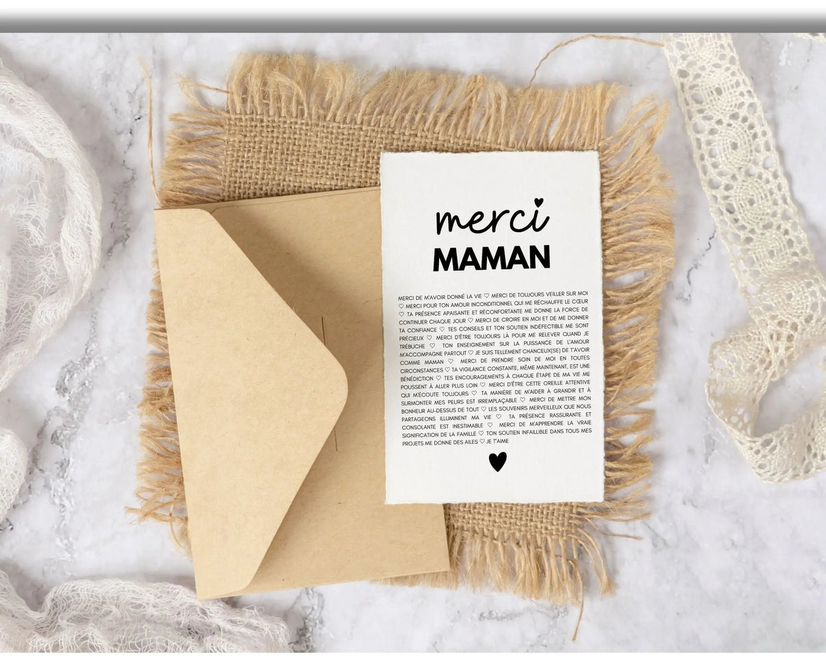 Carte Merci maman - Idée cadeau maman - FLTM