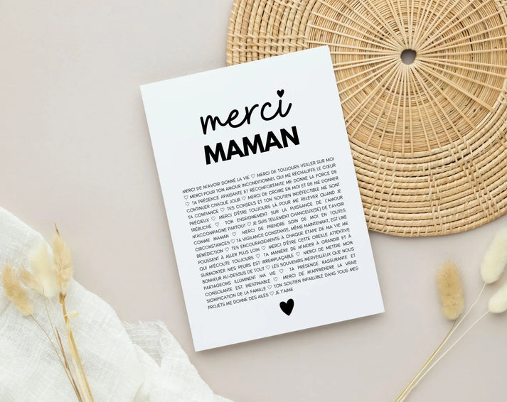 Carte Merci maman - Idée cadeau maman - FLTM