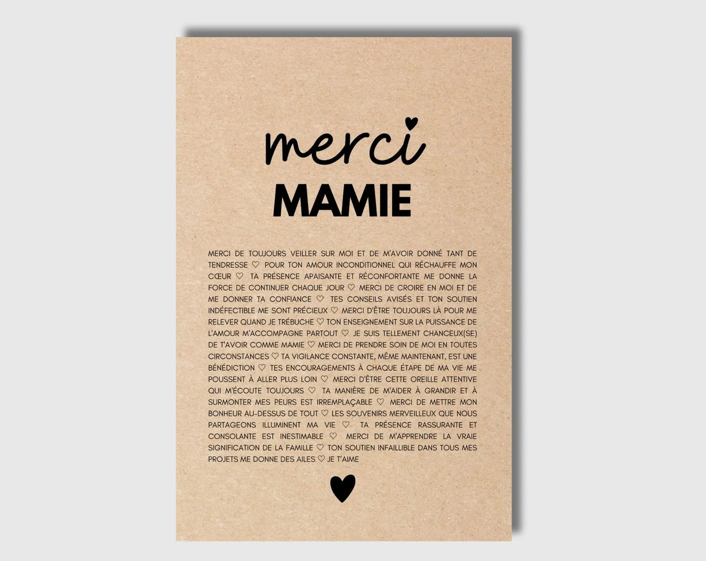 Carte Merci mamie - Idée cadeau mamie - FLTM