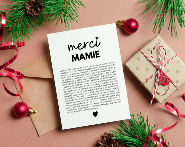 Carte Merci mamie - Idée cadeau mamie - FLTM