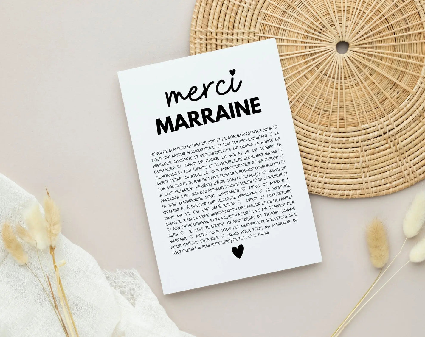 Carte Merci marraine - Idée cadeau anniversaire pour sa marraine - – FLTM