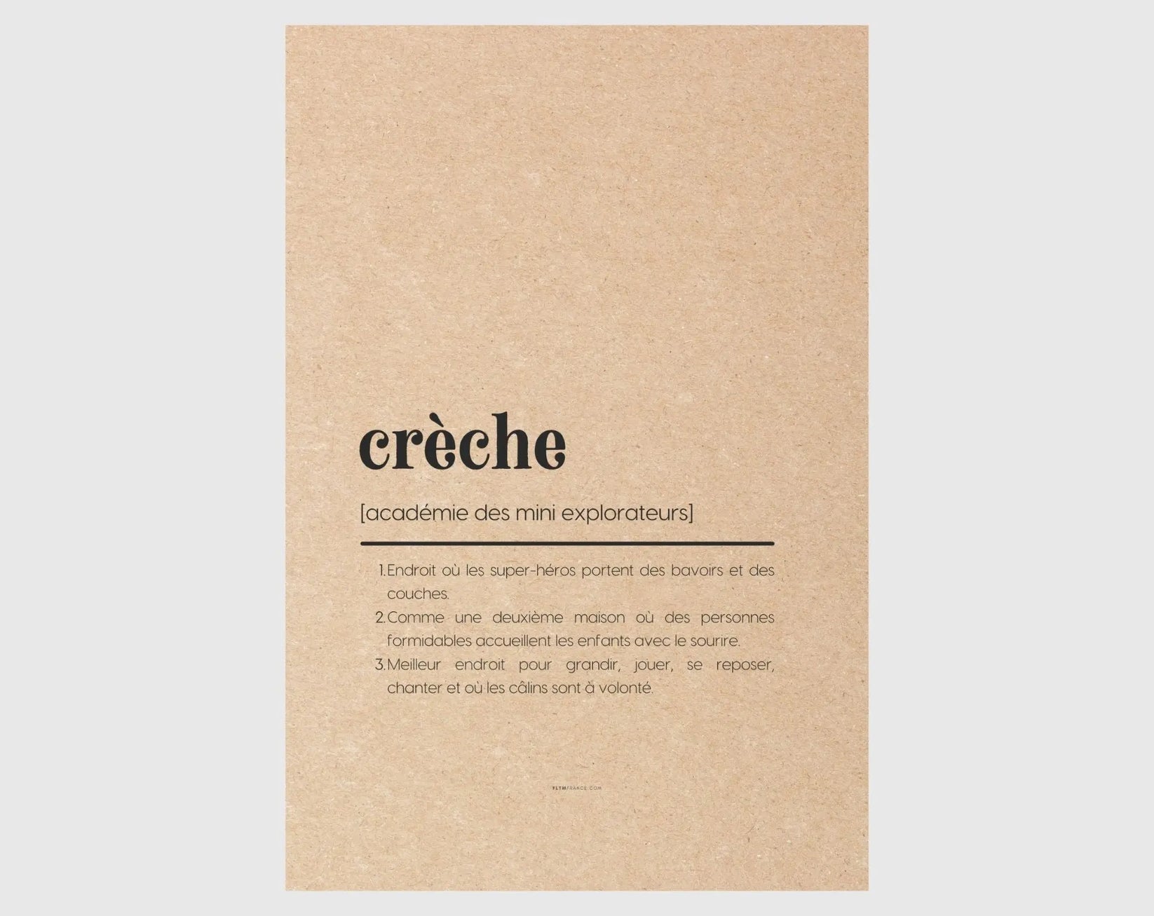 Carte définition crèche - Idée cadeau fin d'année scolaire - FLTM