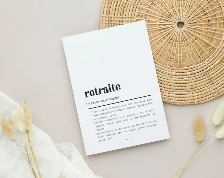 Carte définition retraite - Cadeau départ retraite - FLTM