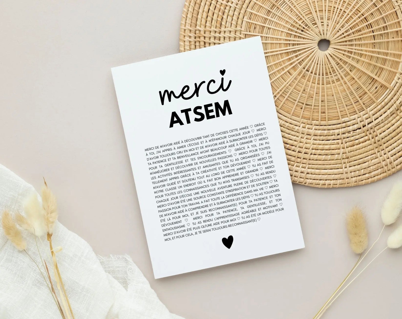 Carte merci ATSEM - Idée cadeau ATSEM fin d'année scolaire - FLTM