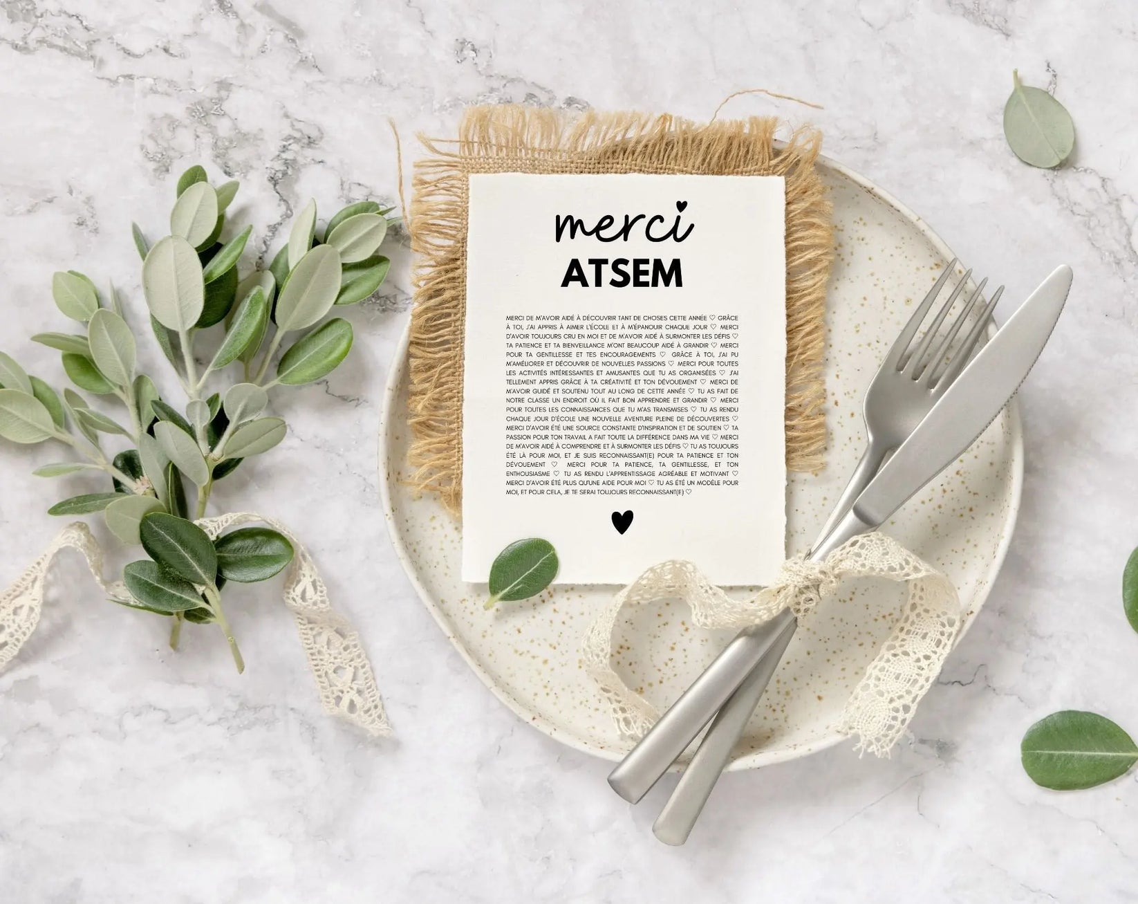 Carte merci ATSEM - Idée cadeau ATSEM fin d'année scolaire - FLTM