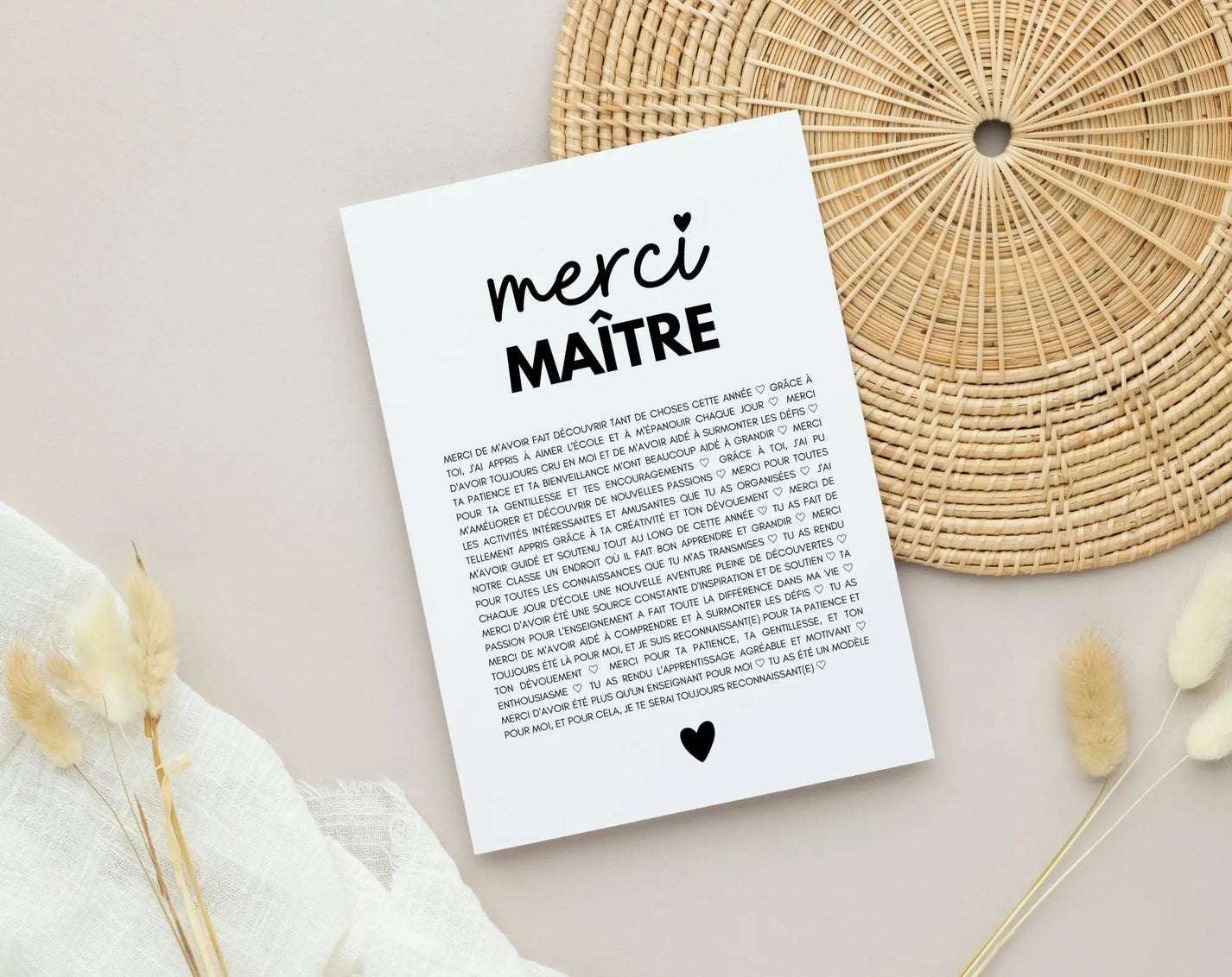 Carte merci Maître - Idée cadeau maître fin d'année scolaire - – FLTMfrance