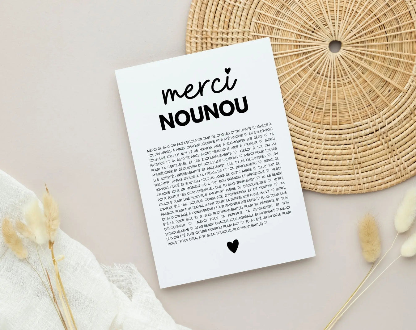 Carte merci nounou - Idée cadeau nounou fin d'année scolaire - – FLTMfrance