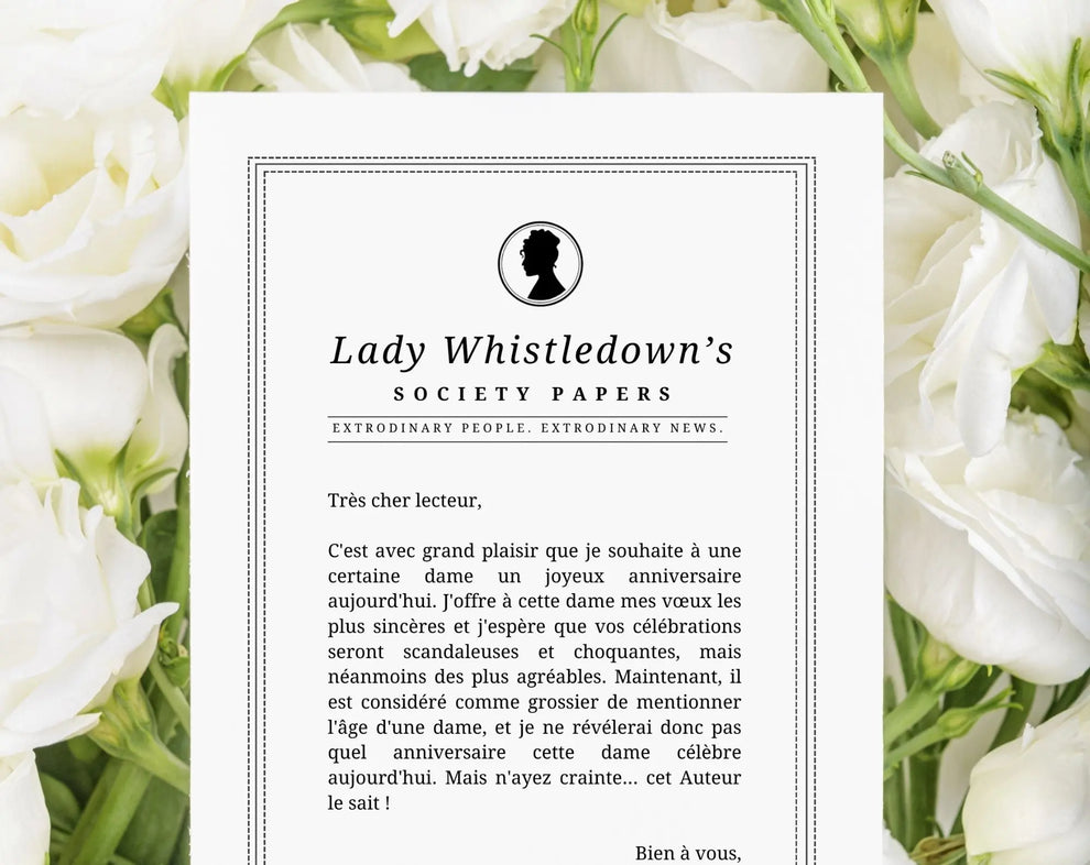 Carte modifiable Canva Lady Whistledown - FLTM