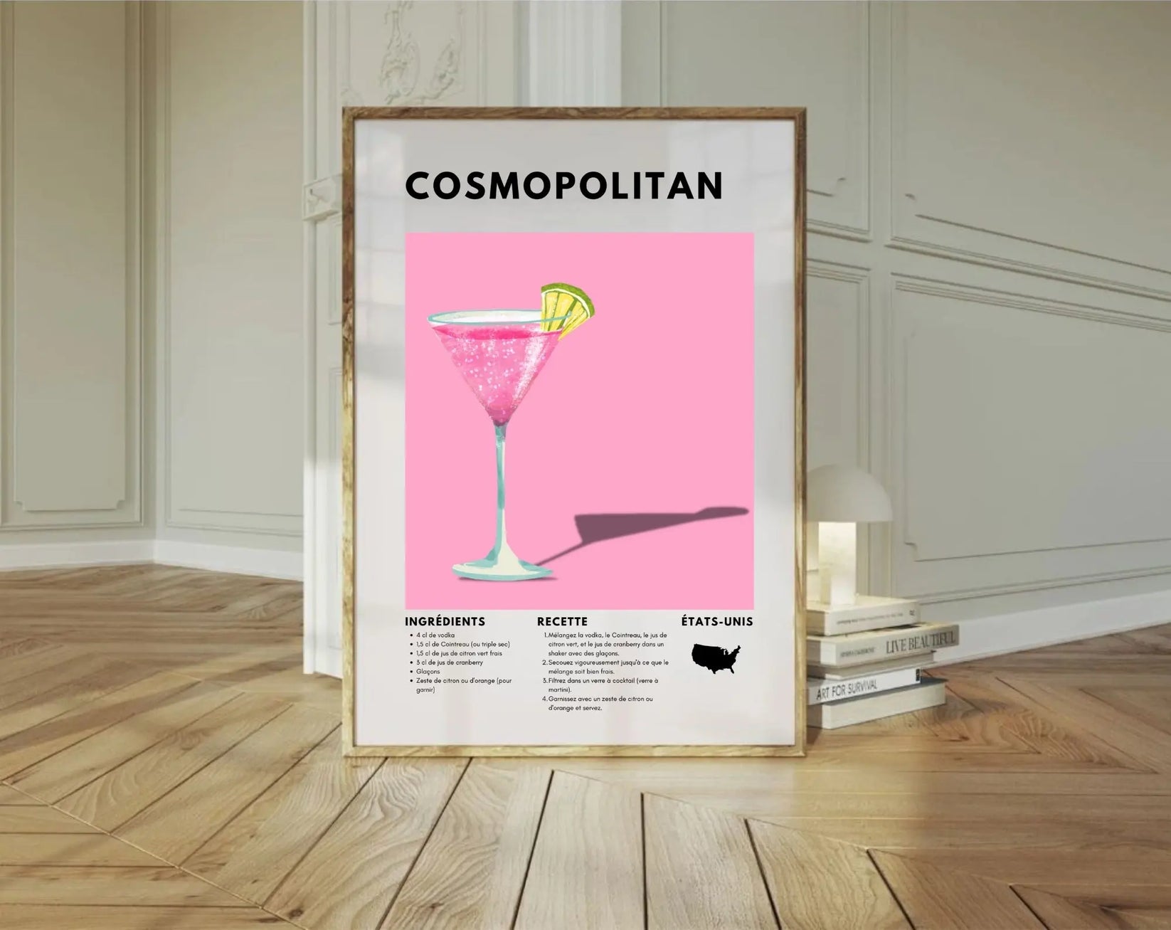 Affiche Cosmopolitan - Affiche recette de cocktail - FLTM