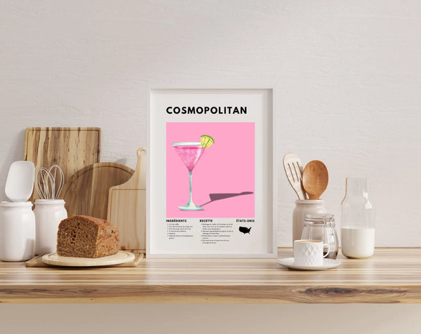 Affiche Cosmopolitan - Affiche recette de cocktail - FLTM
