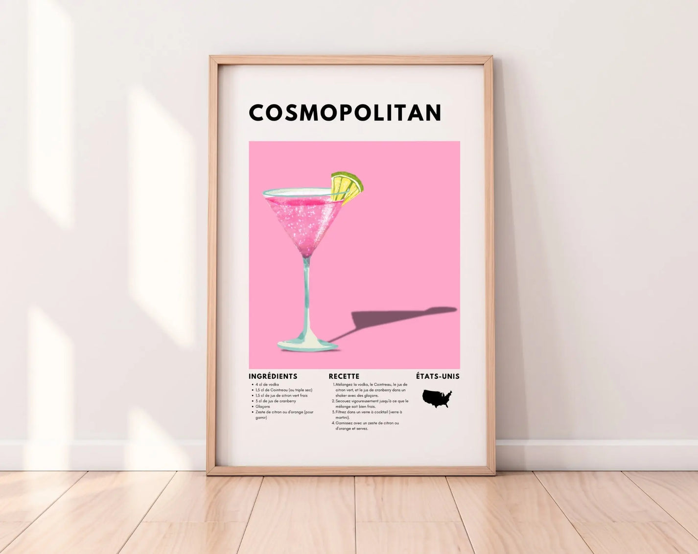 Affiche Cosmopolitan - Affiche recette de cocktail - FLTM