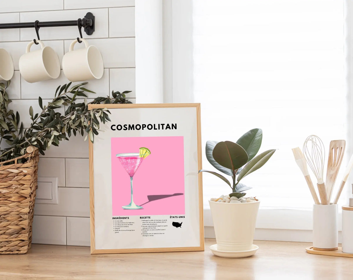 Affiche Cosmopolitan - Affiche recette de cocktail - FLTM
