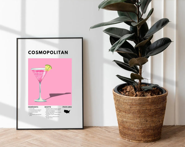 Affiche Cosmopolitan - Affiche recette de cocktail - FLTM