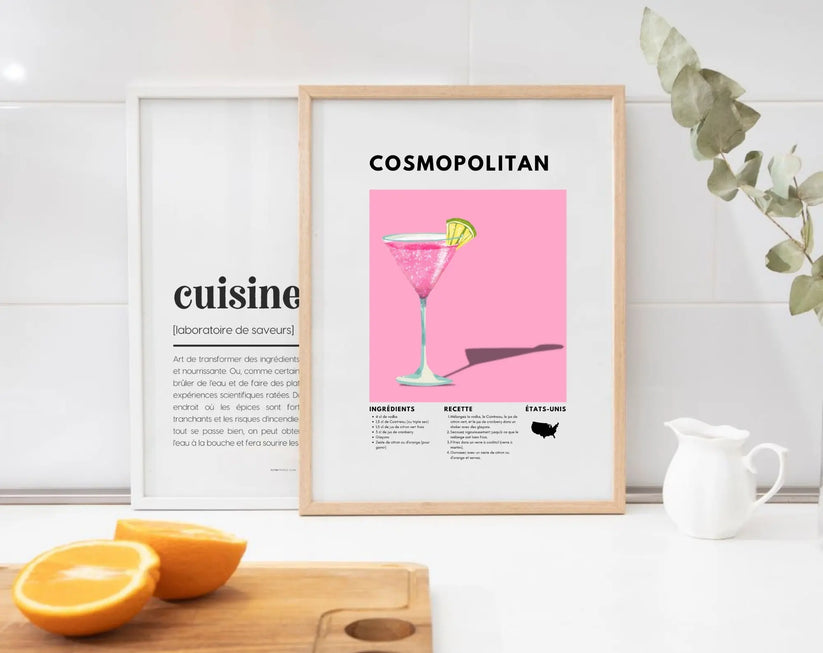 Affiche Cosmopolitan - Affiche recette de cocktail - FLTM