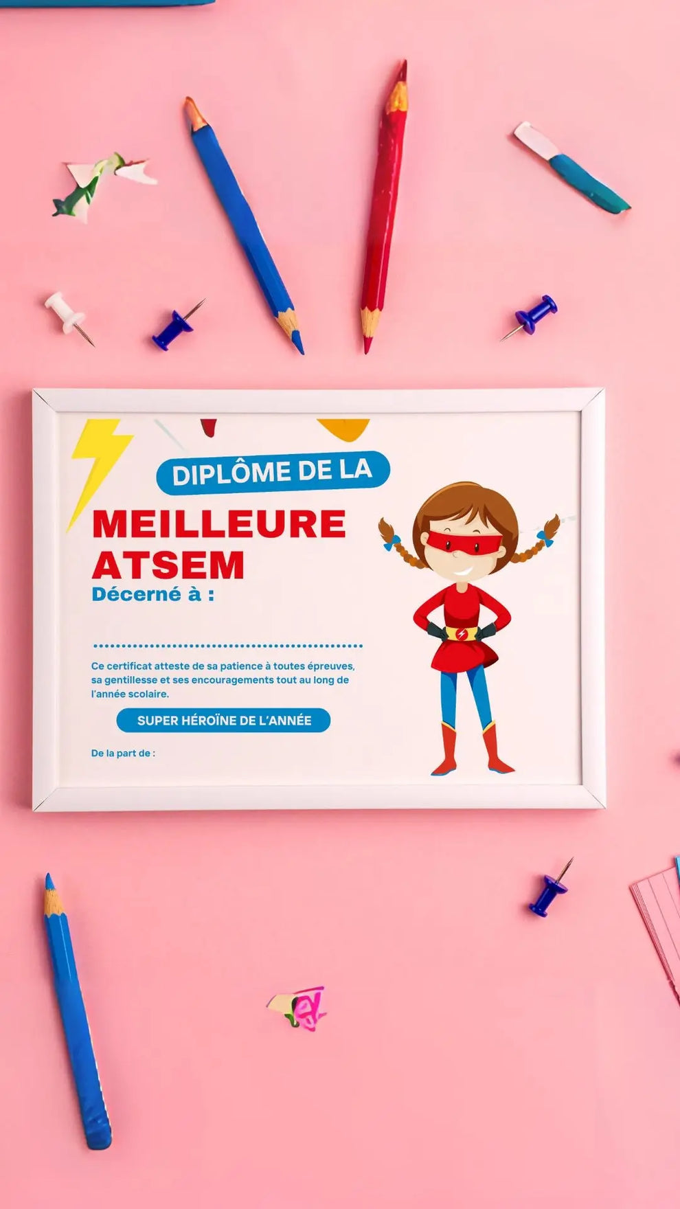 Diplôme de la meilleure ATSEM personnalisé - Cadeau école - FLTM