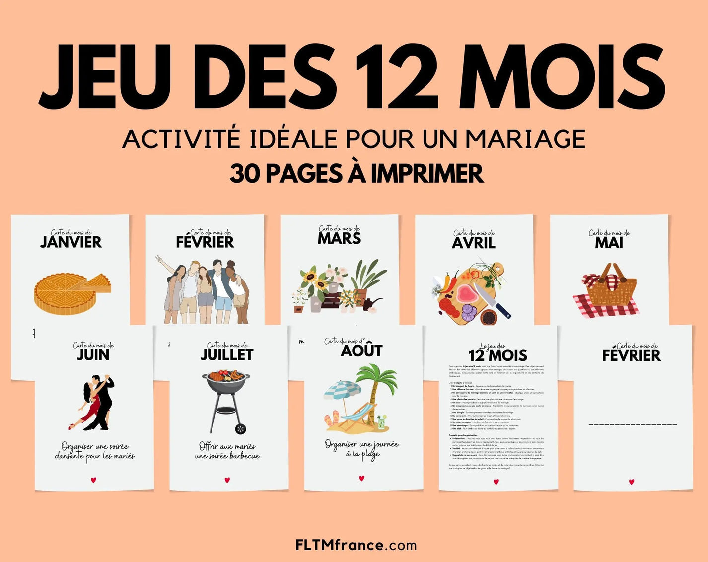 Jeu des 12 mois mariage - Jeux pour un mariage - FLTMfrance
