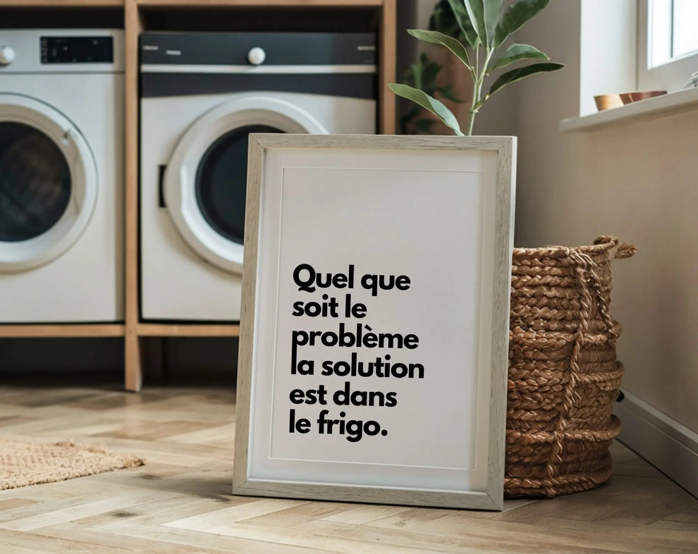 La solution est dans le frigo - Affiche humour cuisine - FLTMfrance