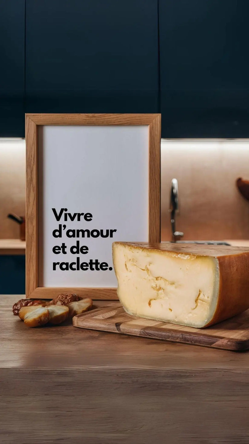 Vivre d'amour et de raclette - Affiche humour citation cuisine ...