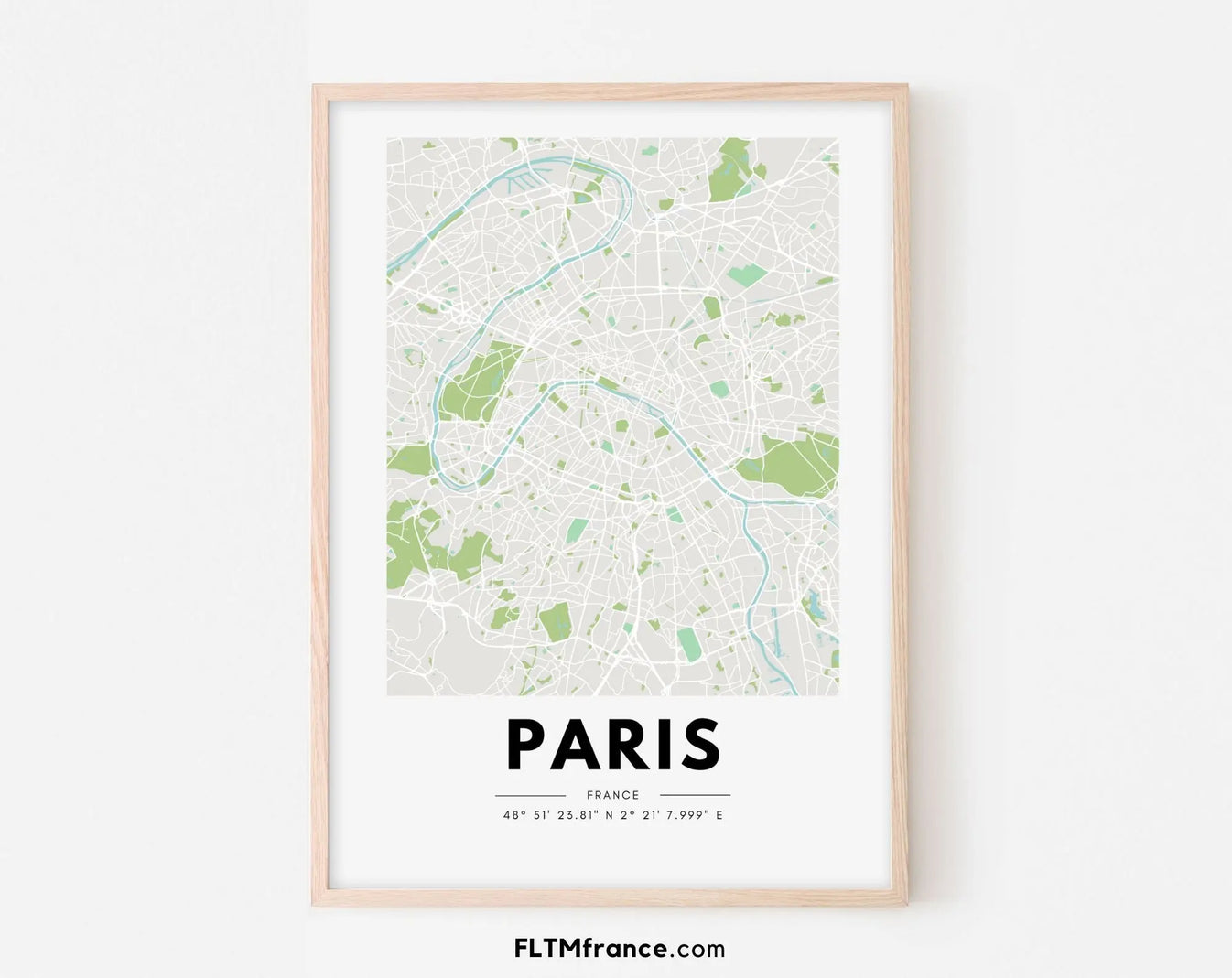 Affiche carte Paris - Villes de France - FLTM