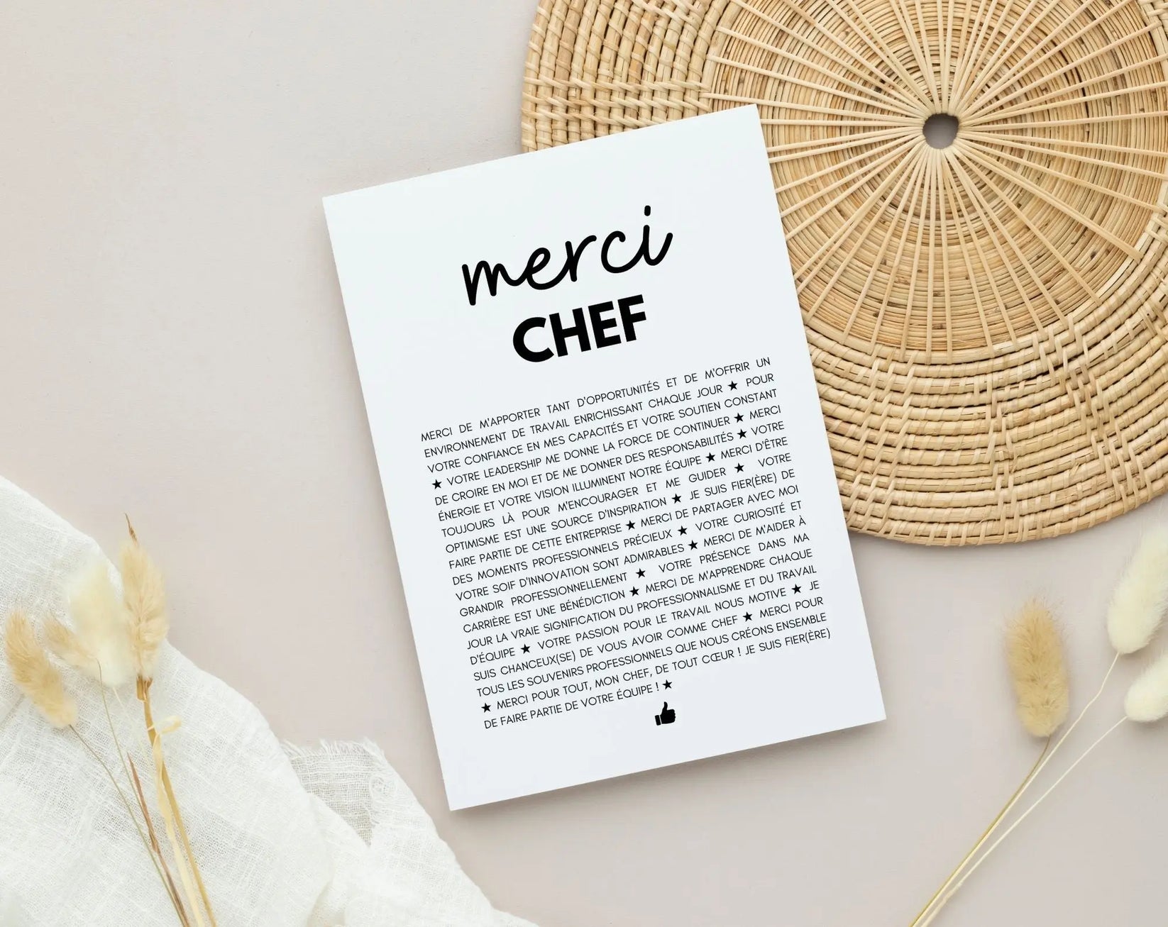 Carte merci chef - Idée cadeau pour son responsable / son chef - FLTM