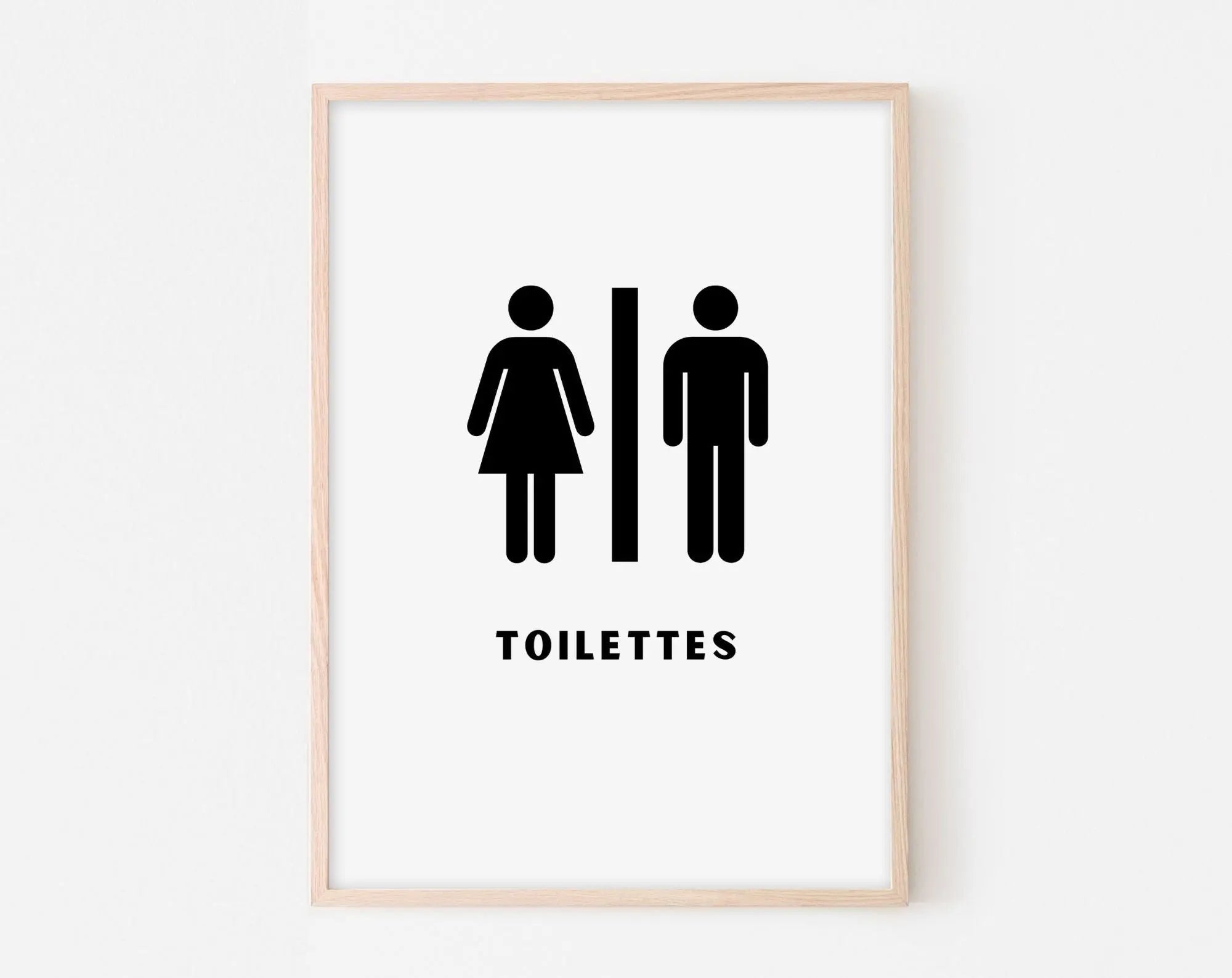 Affiche Indication des toilettes - Poster minimaliste WC et salle de b ...